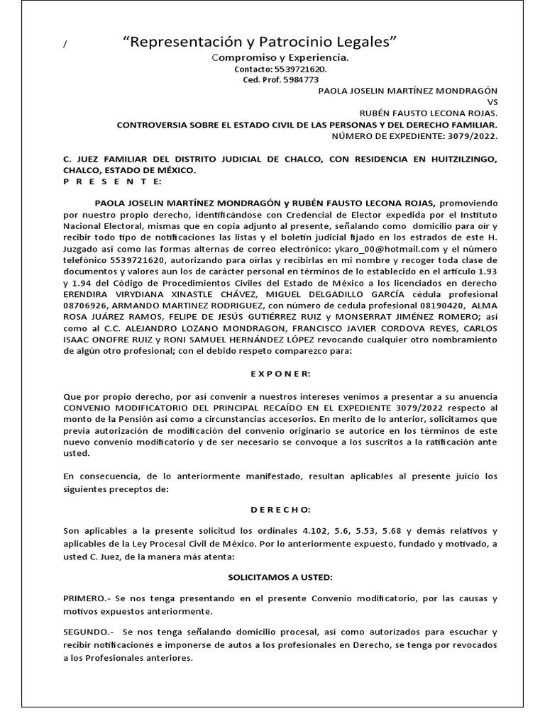 Convenio Modificatorio | PDF