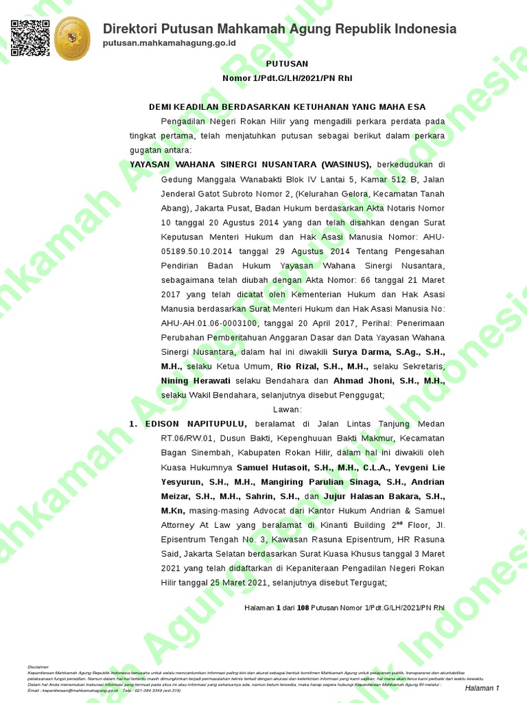 Putusan 1 PDT.G LH 2021 PN RHL 20230516114113 | PDF