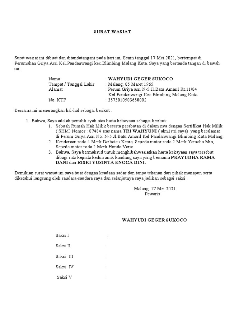Surat Wasiat | PDF