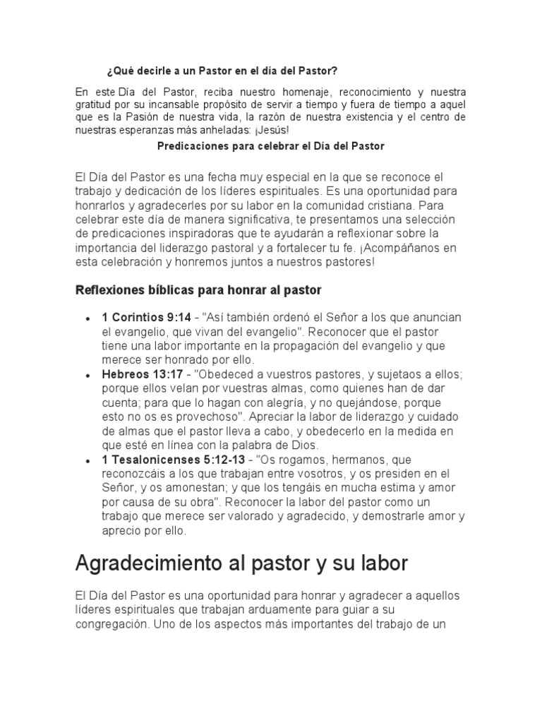 Reflexiones para el Día del Pastor | PDF | Pastor | Cristo (título)