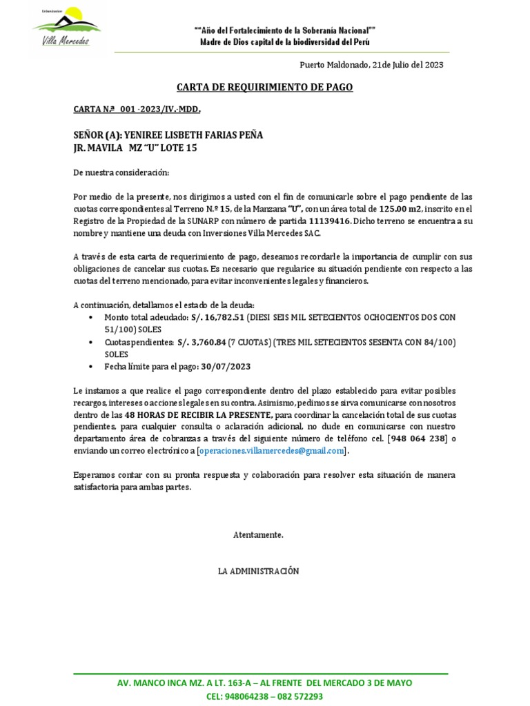 Carta de Notificacíon | PDF Carta de Notificacíon | PDF