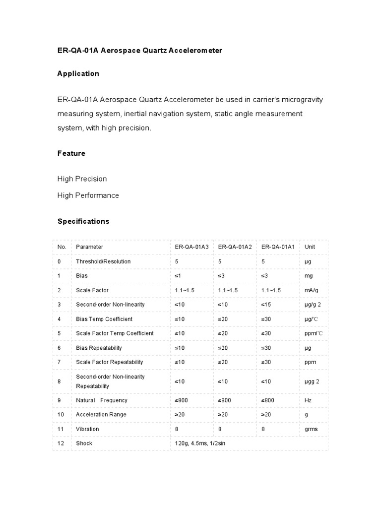 ER-QA-01A Aerospace Quartz Accelerometer - 20220630173107 | PDF ...
