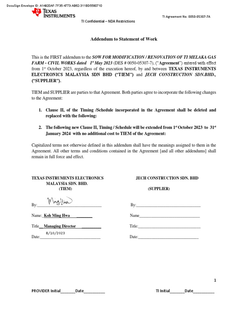 SOW Addendum | PDF | Business