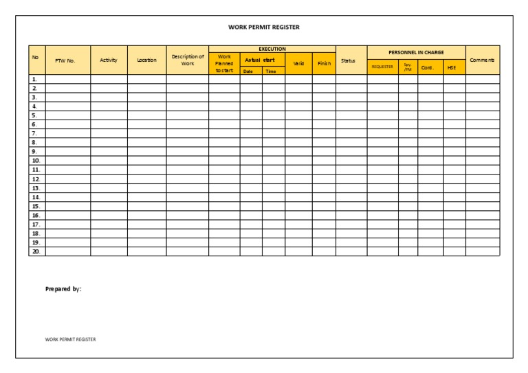 Work Permit Tracking Log | PDF