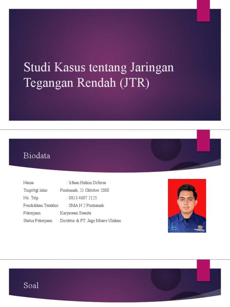 Studi Kasus Tentang Jaringan Tegangan Rendah (JTR) Irfaan Hakim Diforsa | PDF
