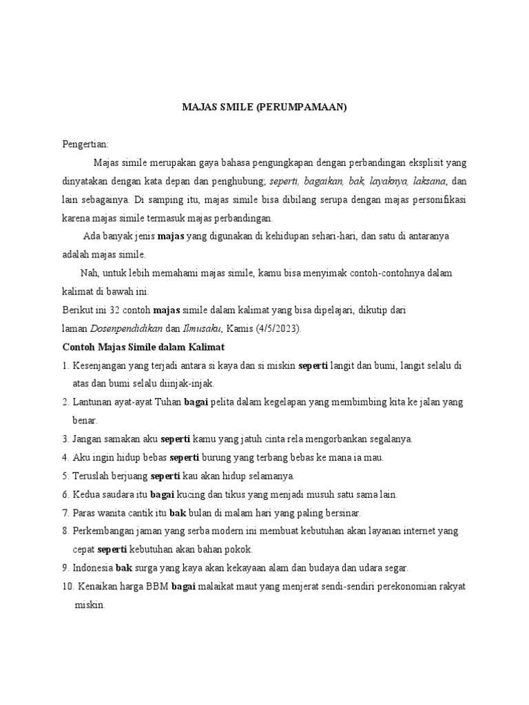 Pengertian dan Contoh Majas Simile | PDF | Perjalanan | Seni