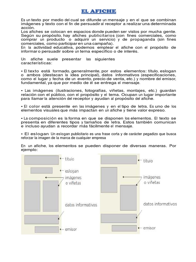 Estructura y elementos del afiche educativo | PDF