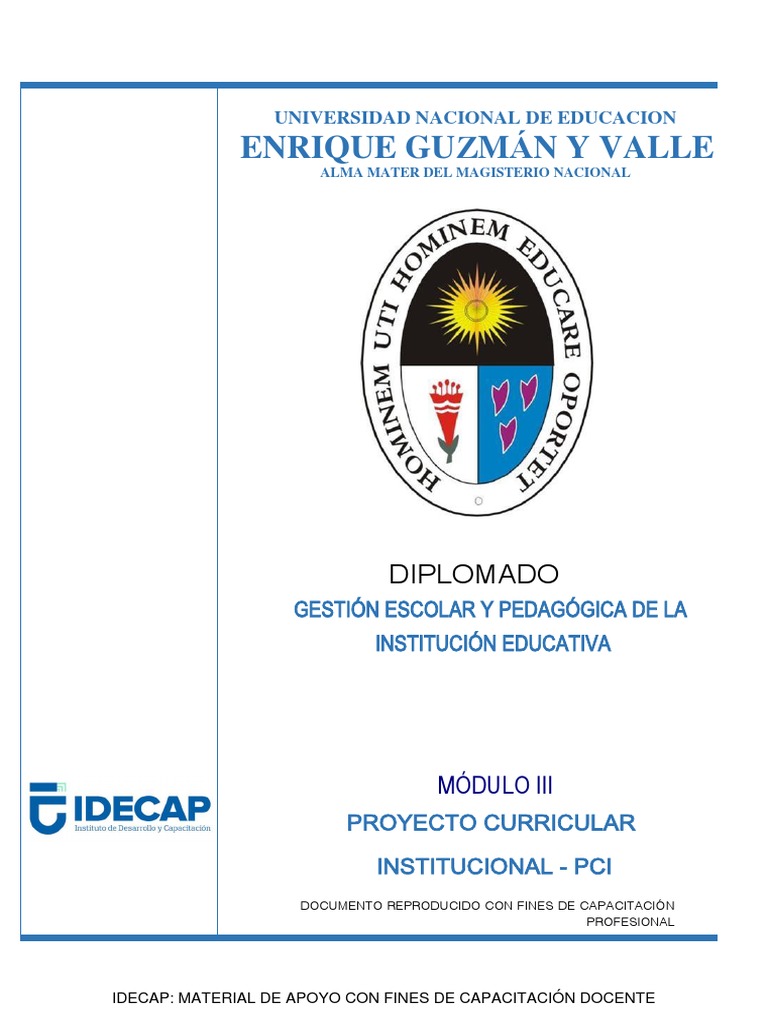 Modulo 03 Proyecto Curricular Institucional - Pci | PDF | Plan de estudios | Enseñando