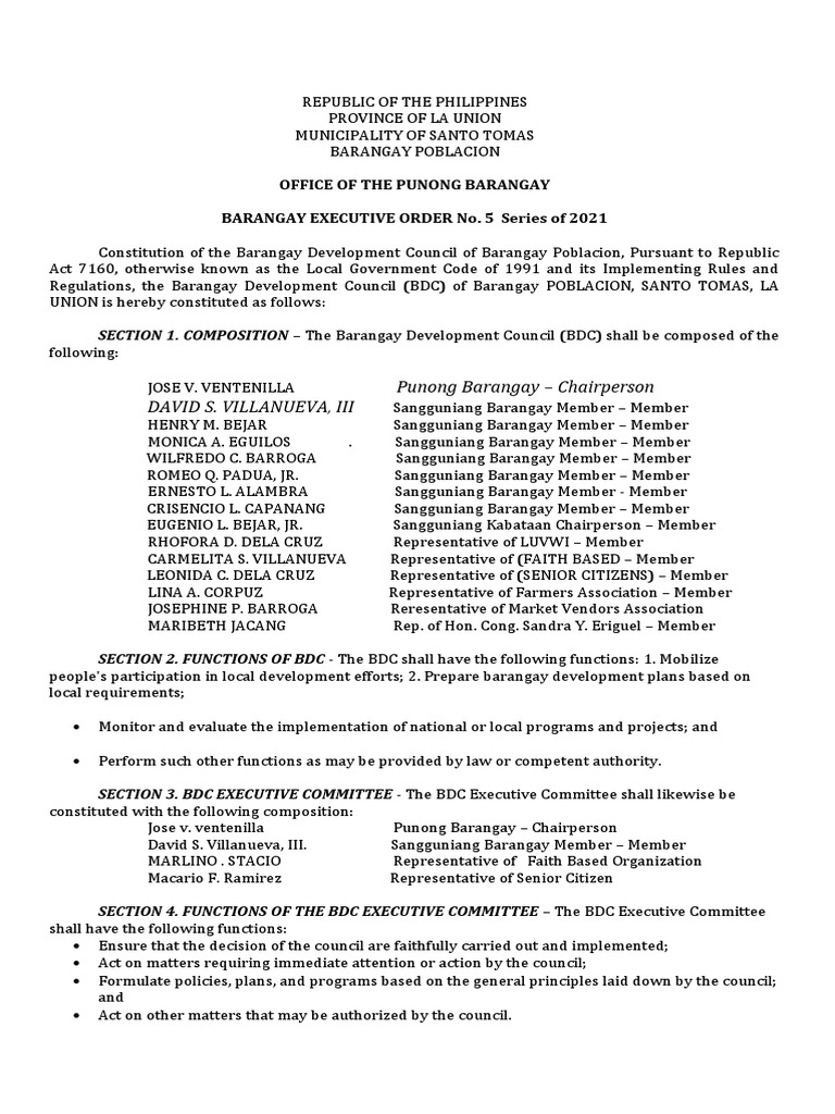 New BDC Eo 2018 | PDF | Governance | Government