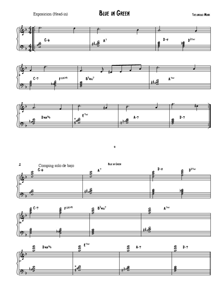 Blue in Green (Escrito) - SCORE | PDF