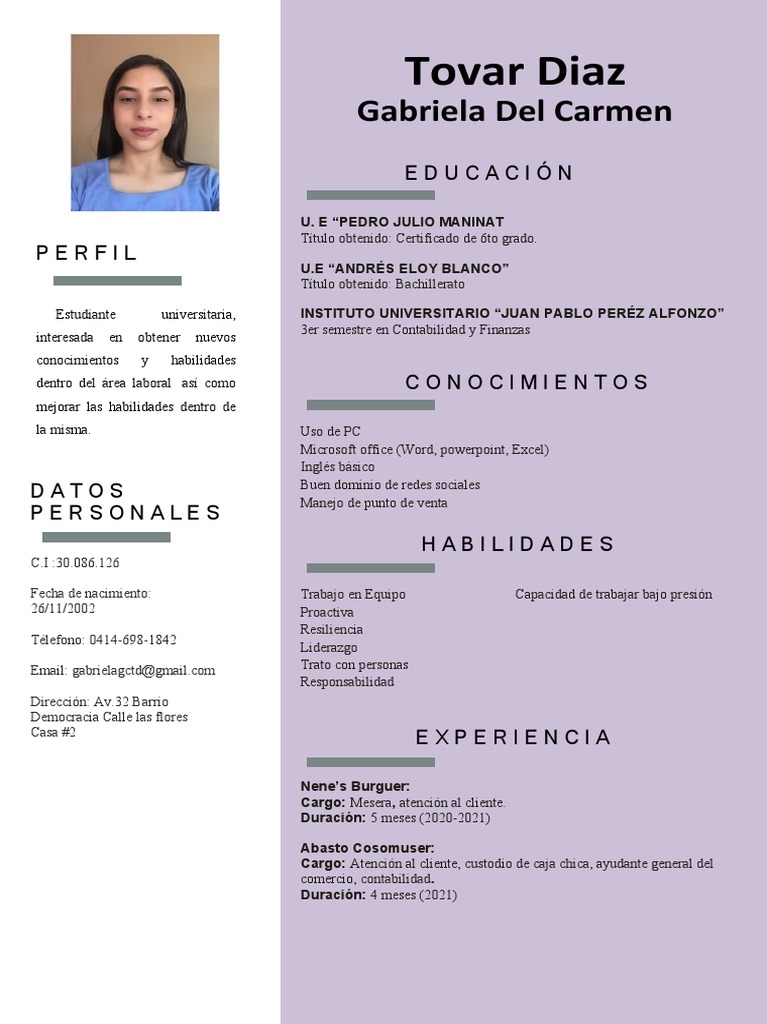 Gabriela Tovar Curriculum | PDF