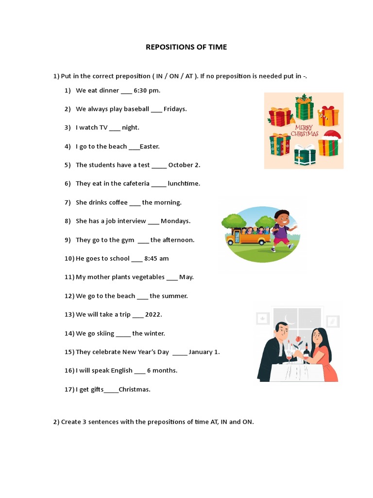 PREPOSITIONS OF TIME - Exercise | PDF