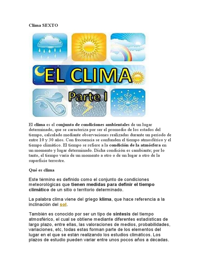 Definición y características del clima | PDF | Estudios de idiomas ...