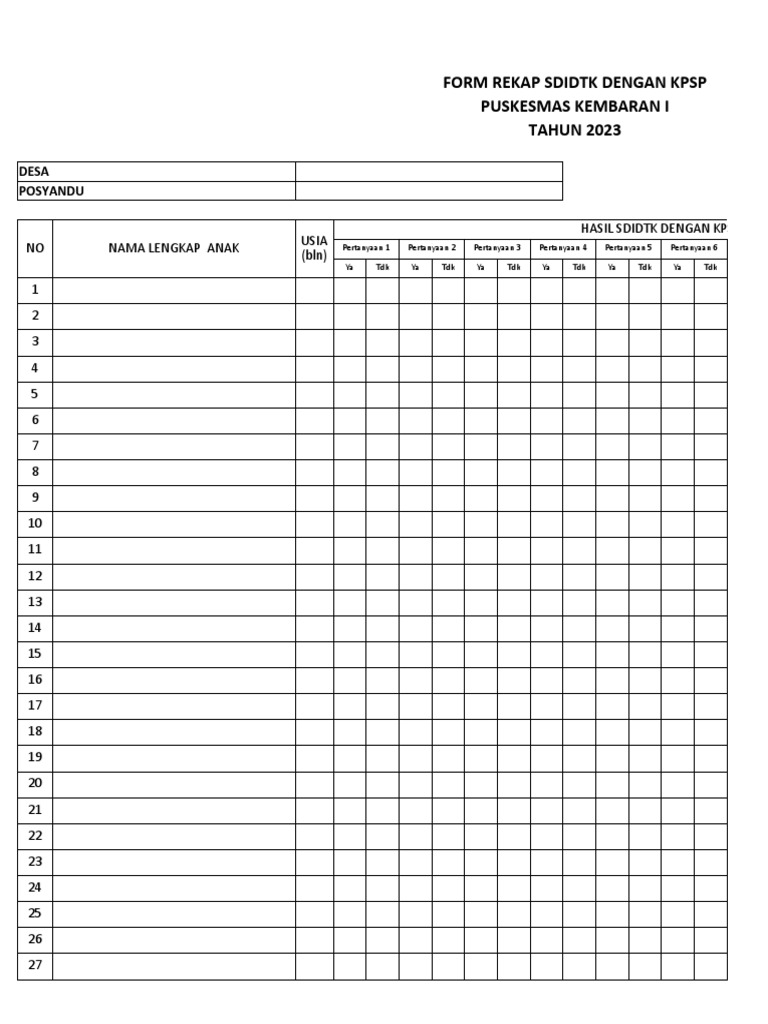 Form Rekap KPSP | PDF