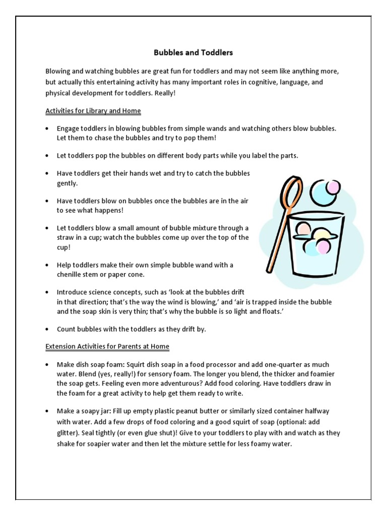 Benefits of Bubbles for Toddlers | PDF | Cognitive Science | Cognition
