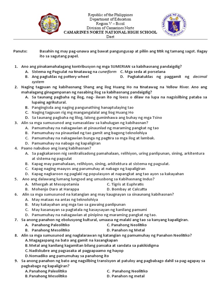 2nd Quarter Exam G7 | PDF