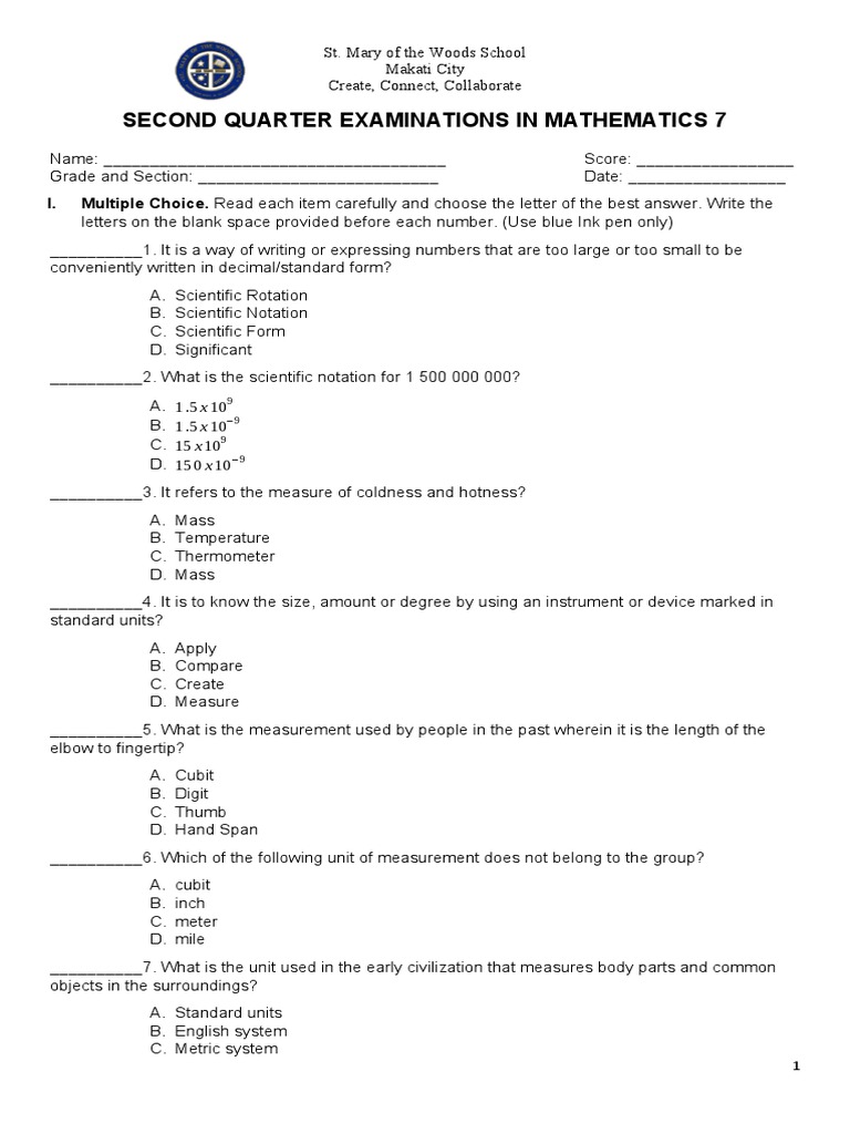 GRADE 7 LONG TEST | PDF