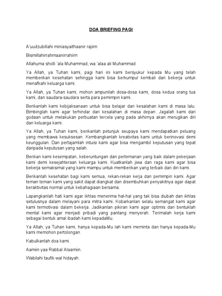 Doa Briefing Pagi | PDF