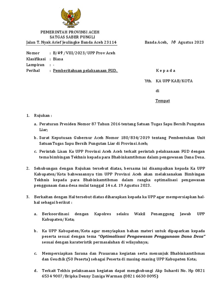FGD Pengawasan Dana Desa di Aceh | PDF