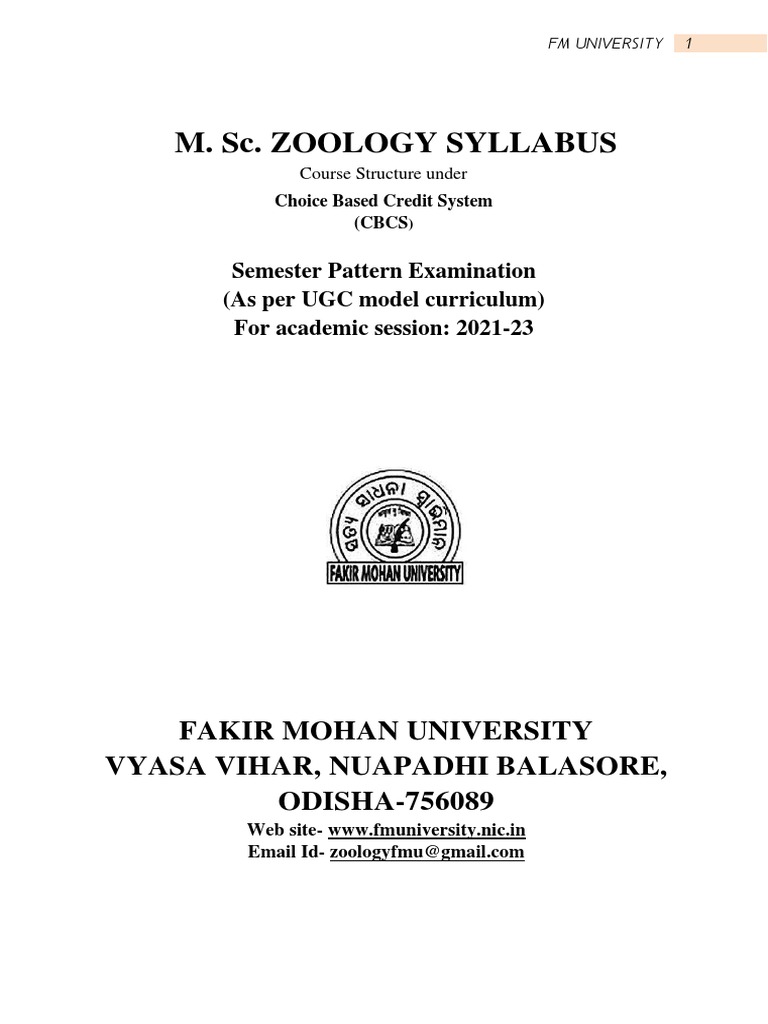 2021-22 PG Zoology Syllabus | PDF | Science & Mathematics