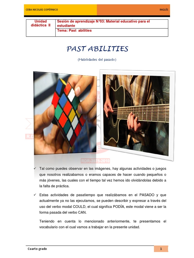 UNIT 2 Sesion 3 Past Abilities | PDF