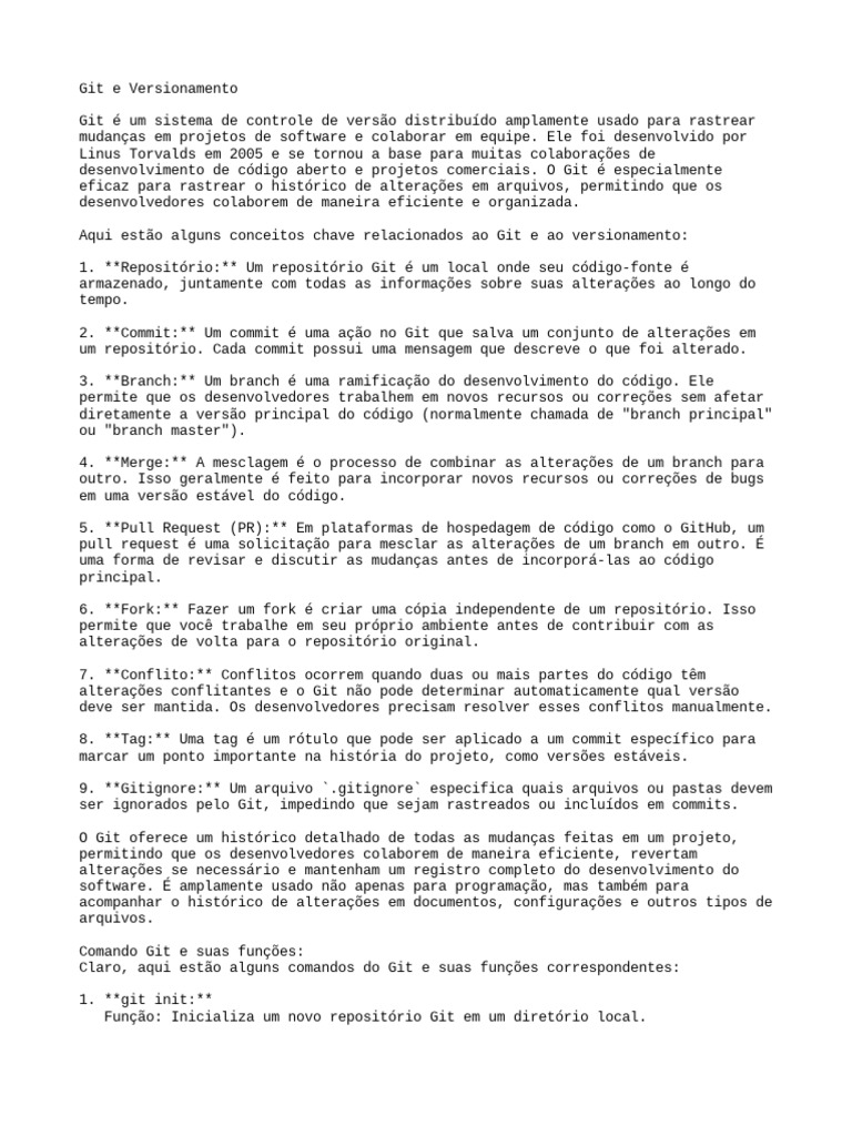 Git e Versionamento | PDF | Controle de versão | Informática Git e Versionamento | PDF | Controle de versão | Informática