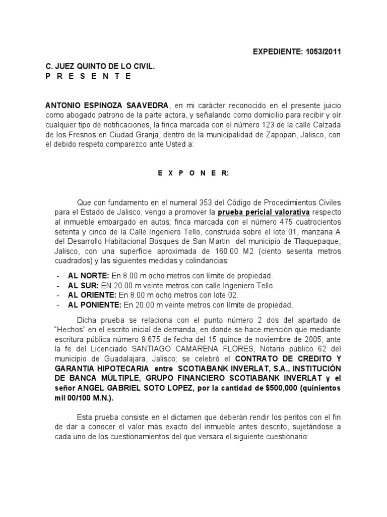 Ofrecimiento Prueba Pericial | PDF Ofrecimiento Prueba Pericial | PDF