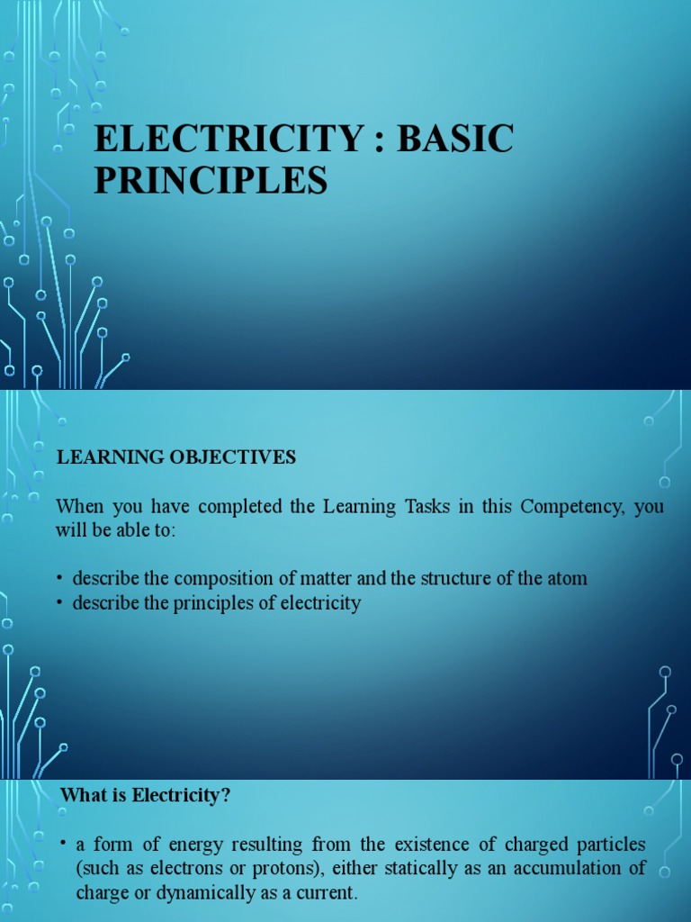 Principles of Electricity Explained | PDF | Atoms | Electric Charge