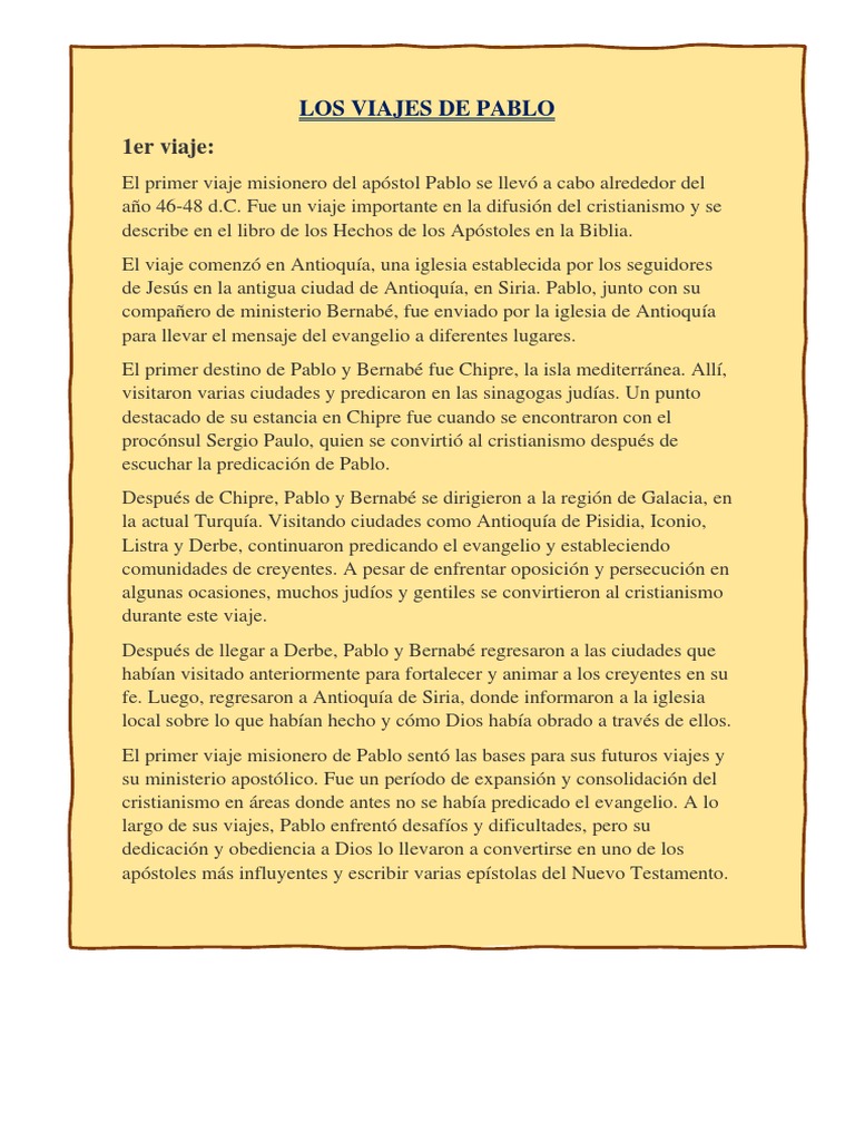 Los Viajes de Pablo | PDF