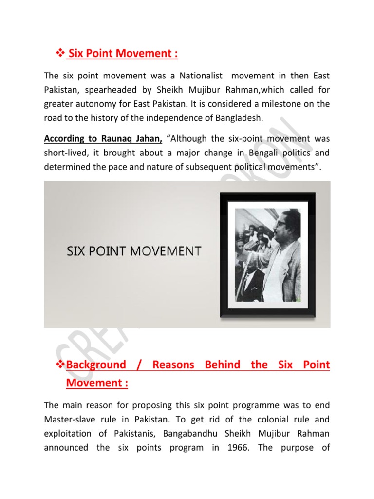 Six Point Movement | PDF | Bangladesh | Pakistan
