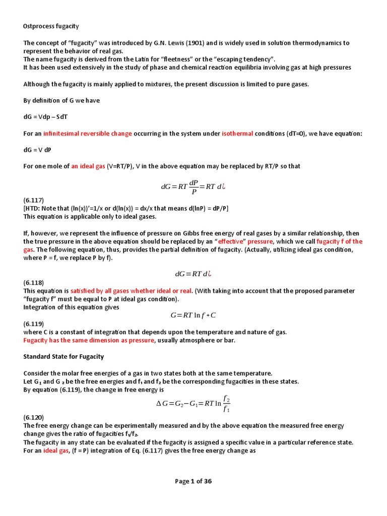 0stprocess Fugacity | PDF