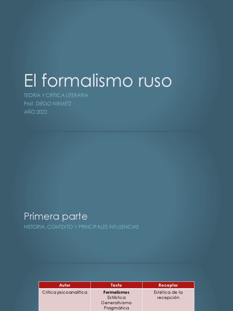 El Formalismo Ruso | PDF | Clásicos