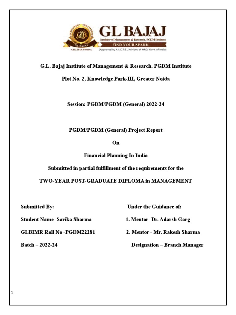 Sip Report of Financial Planning | PDF