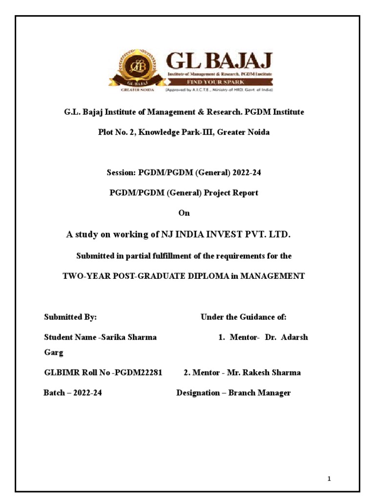 Sip Report NJ Group | PDF | Investment Management | Swot Analysis