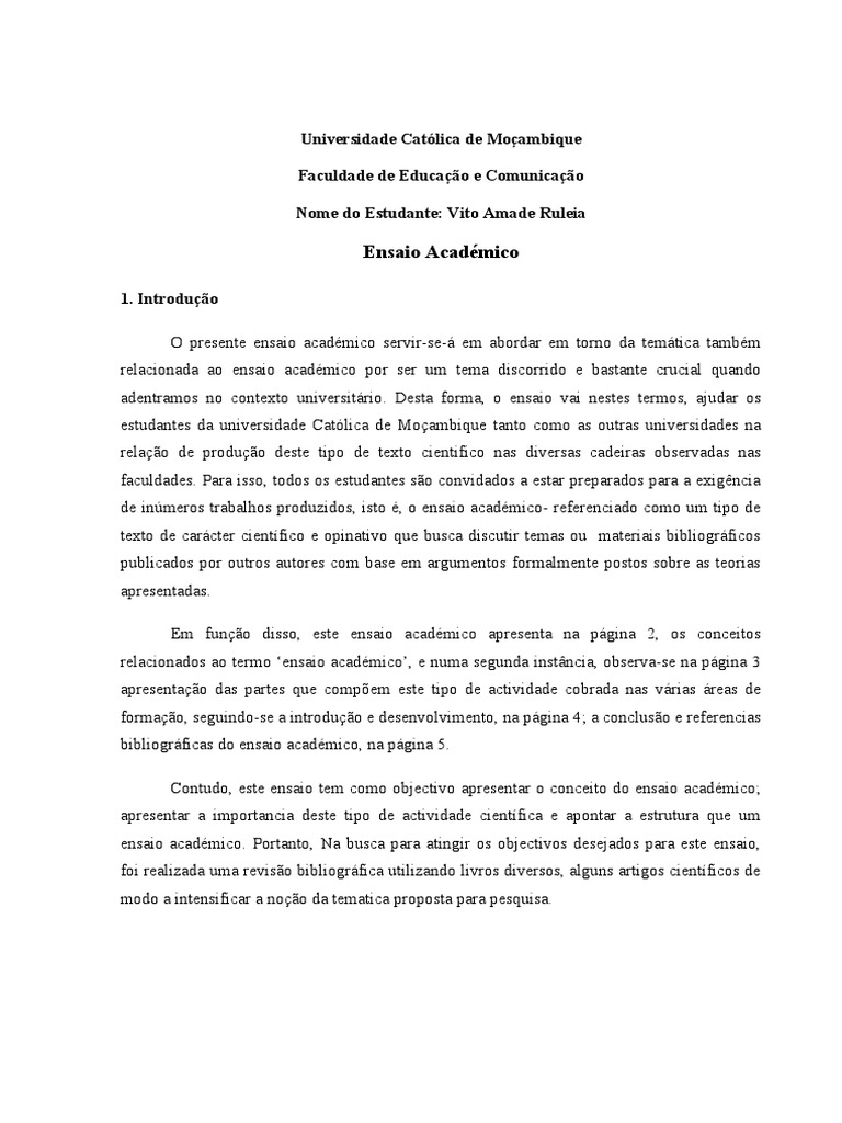 Ensaio Academico | PDF | Ensaios | Science