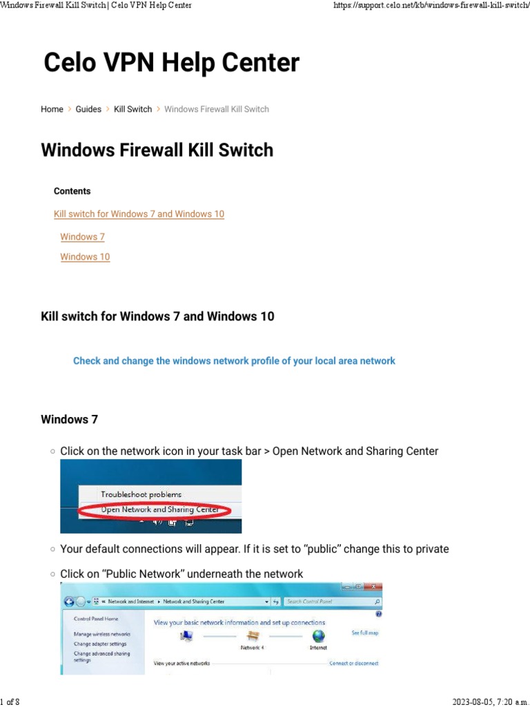 Windows Firewall Kill Switch Celo VPN Help Center | PDF | Firewall (Computing) | Windows 10