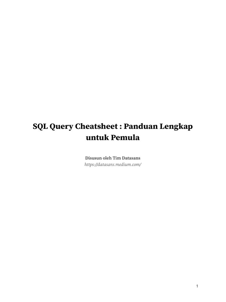 SQL Query Cheatsheet - Panduan Lengkap Untuk Pemula | PDF | Komputer ...