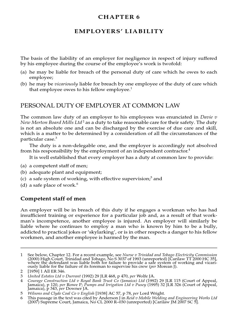 Employers' Liability in Jamaica | PDF | Finance & Money Management | Law