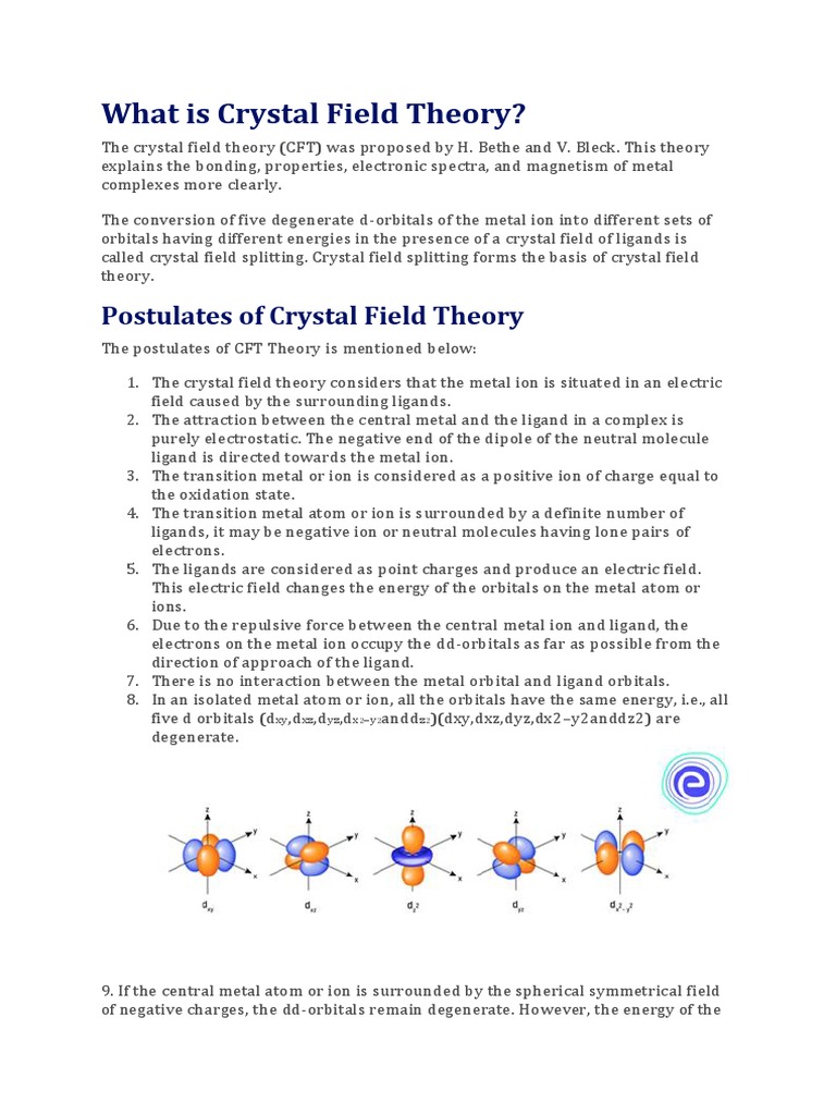 What Is Crystal Field Theory? | PDF