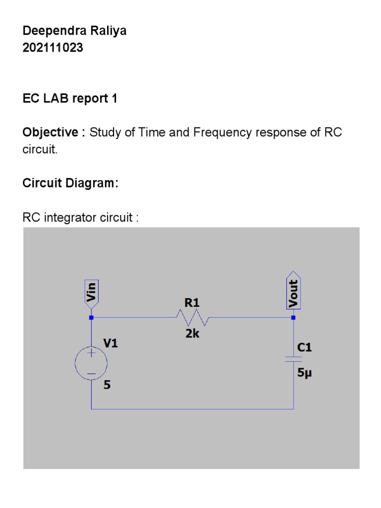 Time and Frequency Response of RC Circuit | PDF