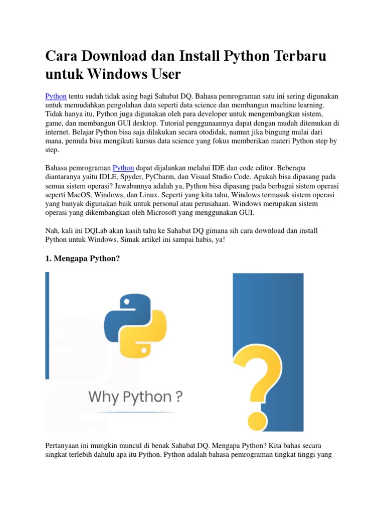 Cara Download Dan Install Python Terbaru Untuk Windows User | PDF
