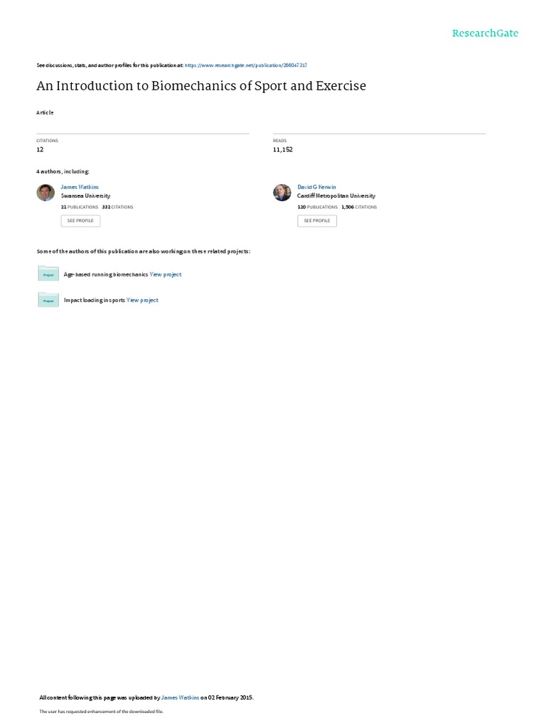 An Introduction To Biomechanics of Sport and Exerc | PDF | Force ...
