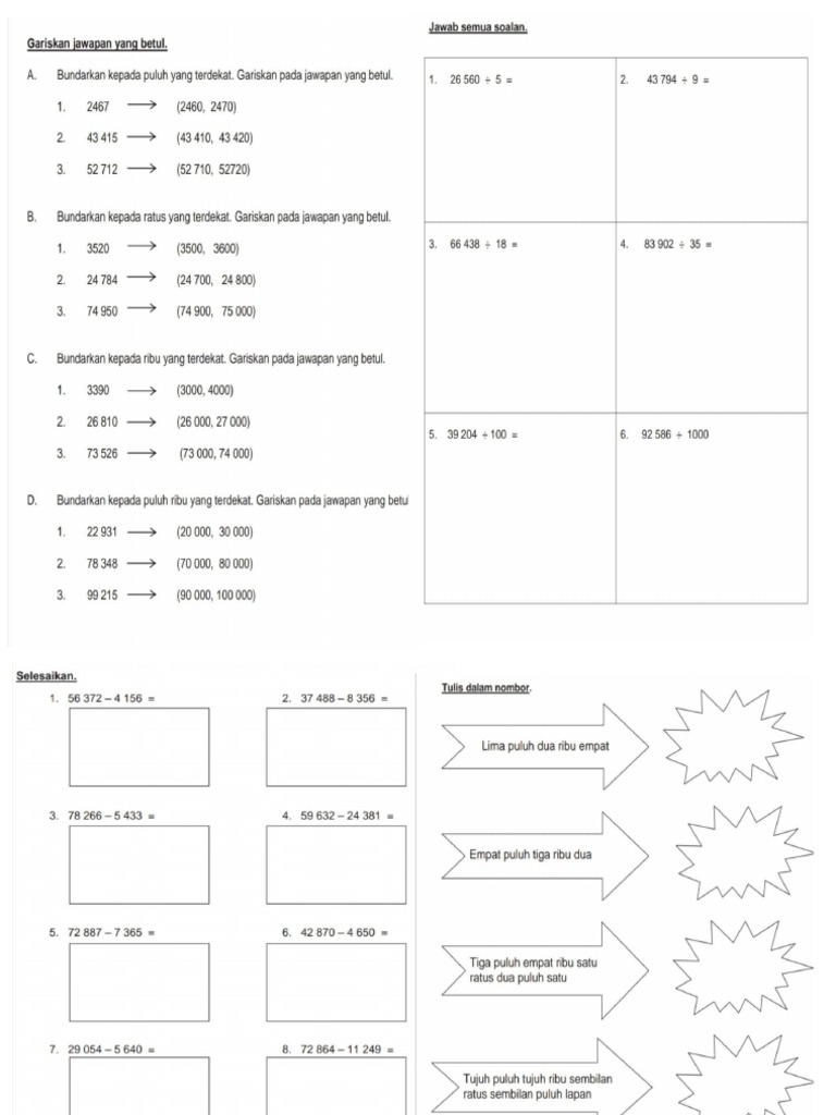 CS MT Y4 Kerja Matematik Cuti Sekolah Penggal 1 | PDF