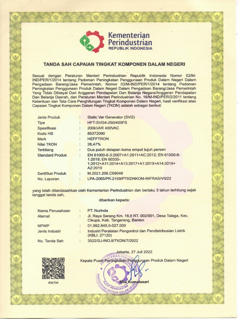 Sertifikat TKDN SVG | PDF