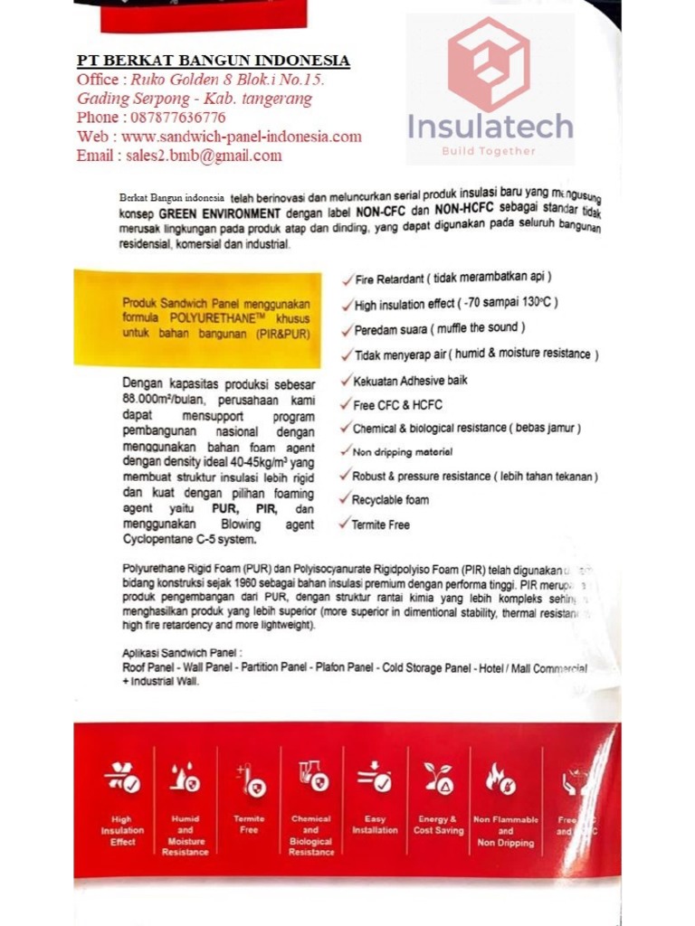 Brosur Insulatech Sandwich Panel Roof & Wall | PDF