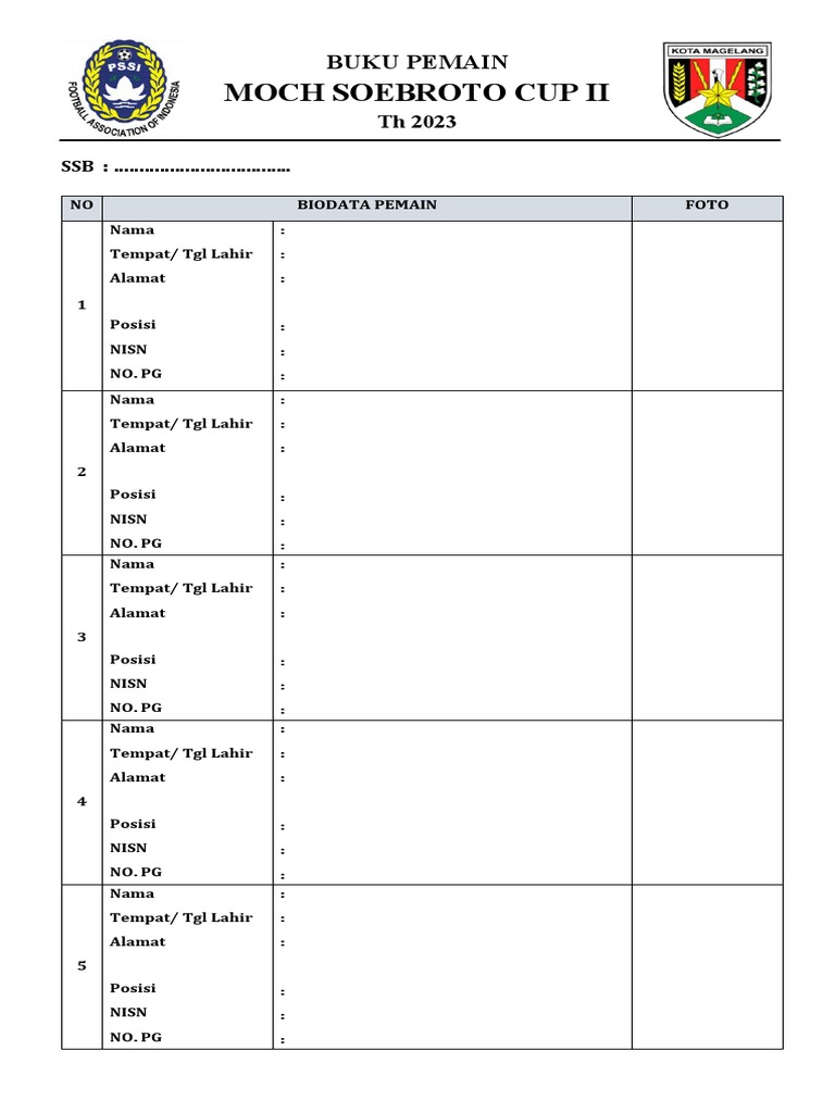 Buku Pemain Moch Soebroto Cup II | PDF