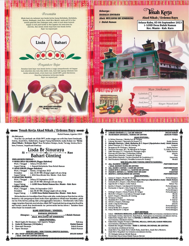 Undangan Pernikahan Adat Karo | PDF