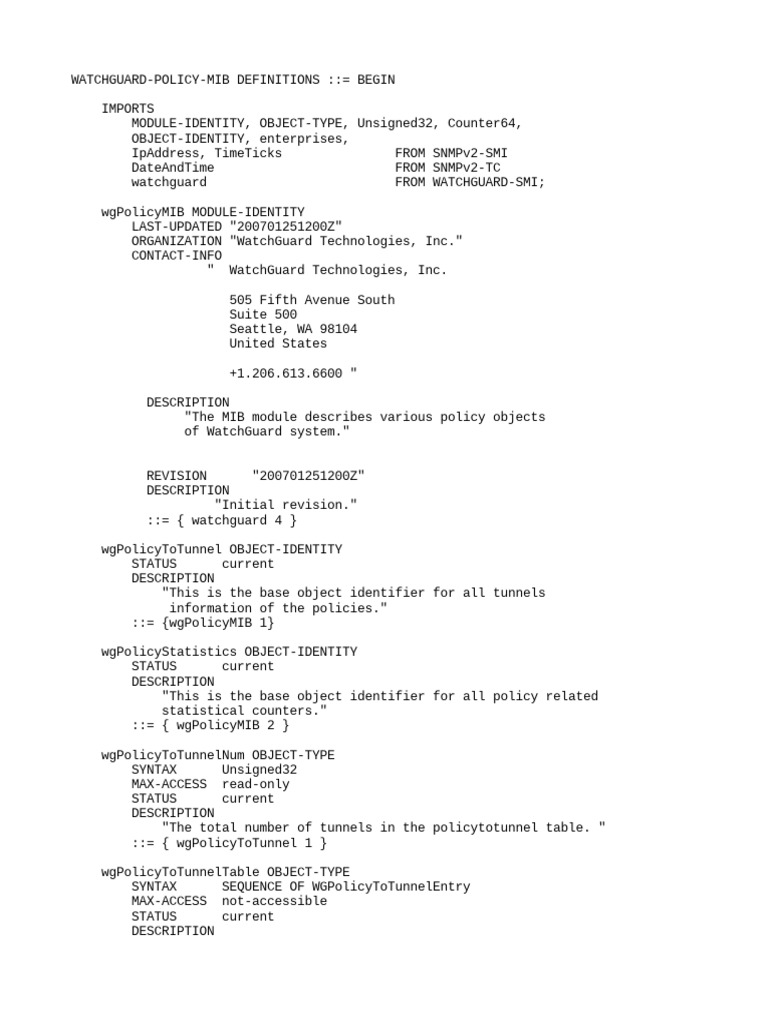 Watchguard Policy Mib | PDF