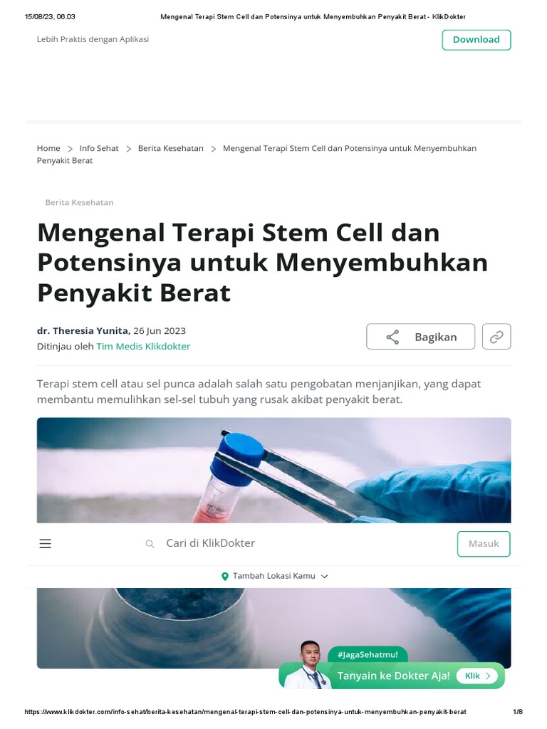 Mengenal Terapi Stem Cell Dan Potensinya Untuk Menyembuhkan Penyakit ...