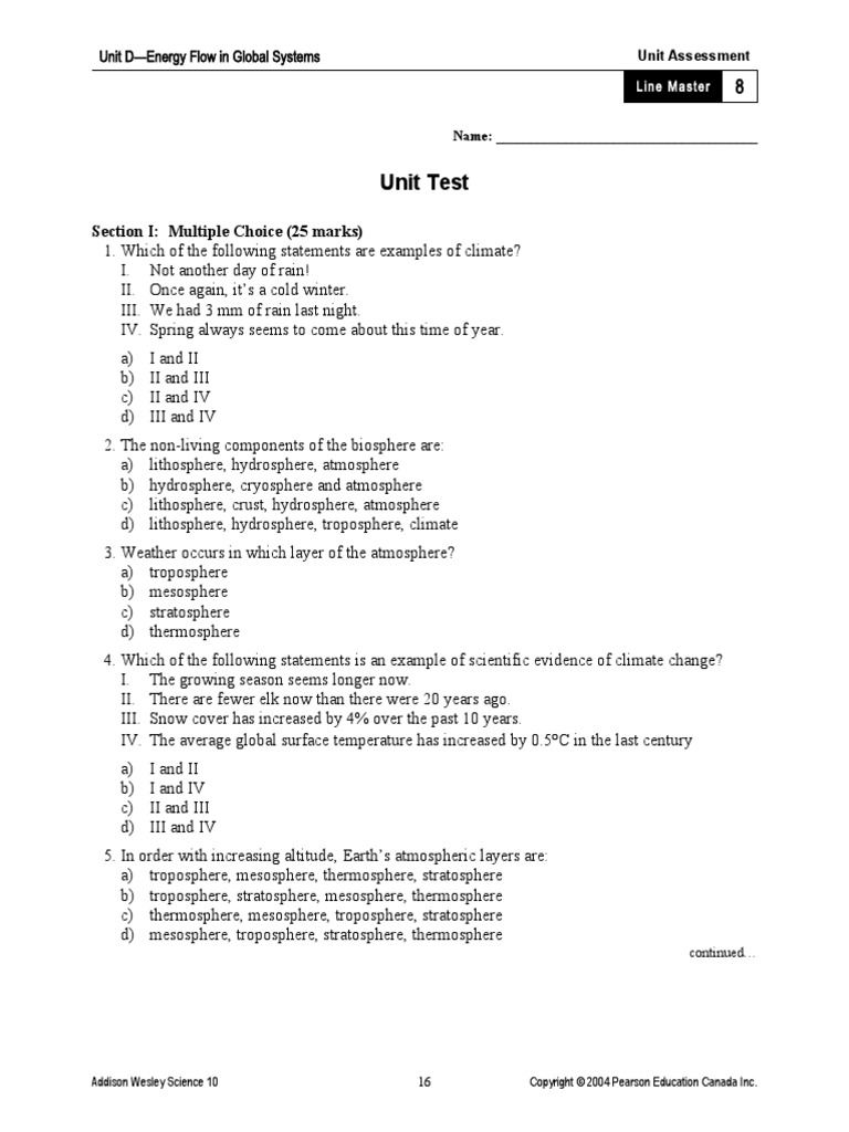 Unit D Line Master 08 | PDF | Greenhouse Effect | Water
